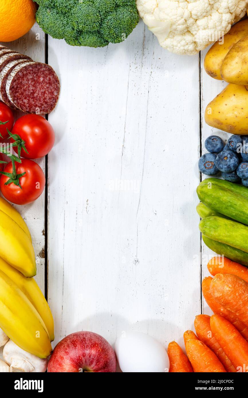 Fruit and vegetables collection food fruits eat cook frame portrait ...