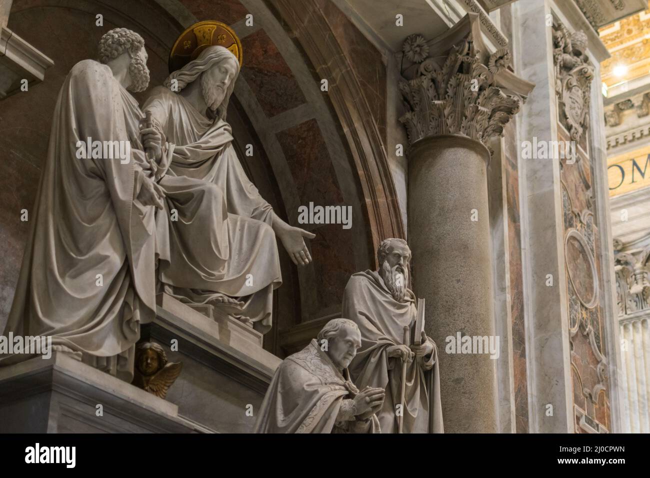 Sculptures Featuring Jesus, Saint Paul, Saint Peter and a Pope, St ...