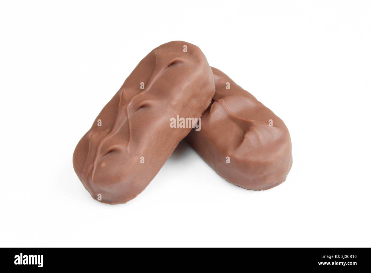 Two filled chocolate bars isolated on white background Stock Photo - Alamy