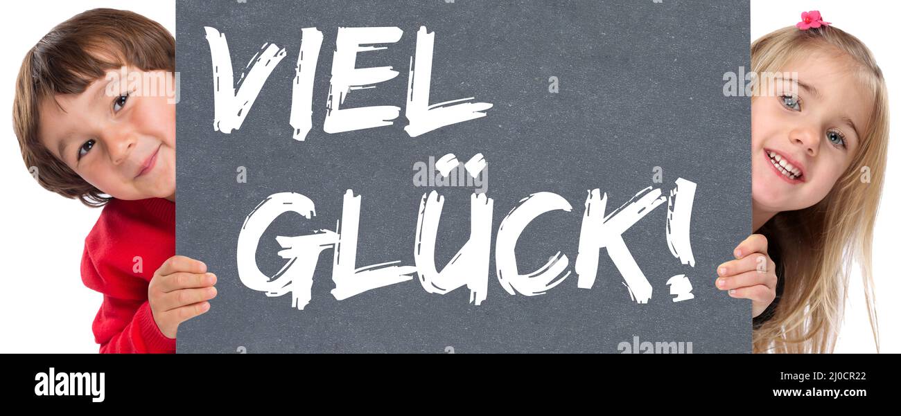 Good luck success successful exam test wishes children sign Stock Photo ...