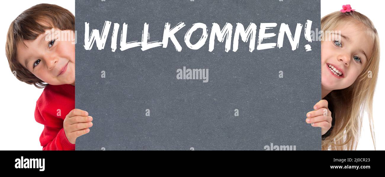 Welcome sign children hi-res stock photography and images - Alamy