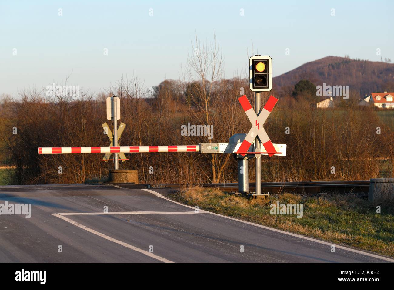 German railroad crossing sign hi-res stock photography and images - Alamy