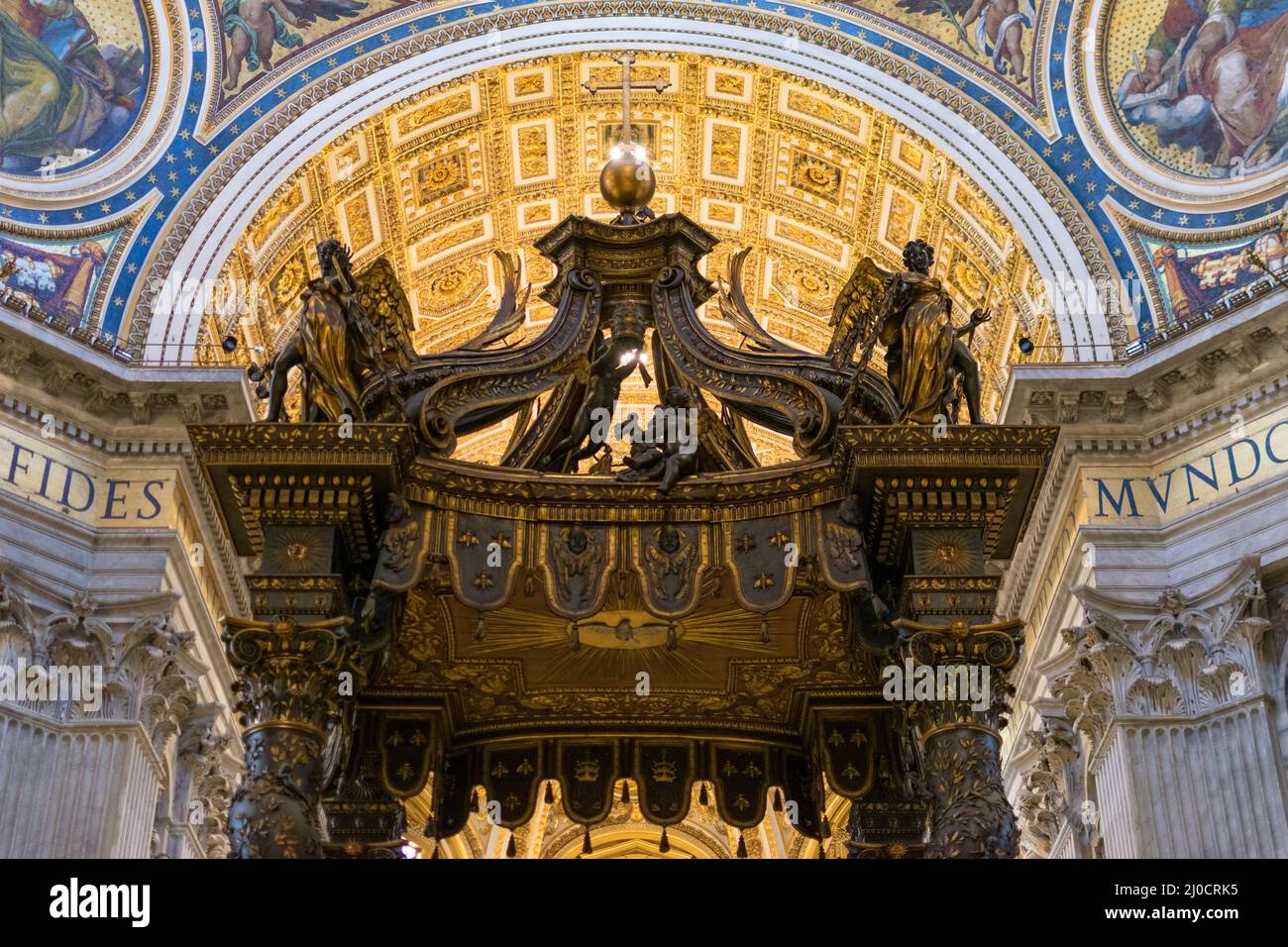 The high altar and dome of St. Peter's Basilica, Vatican, Italy Stock ...