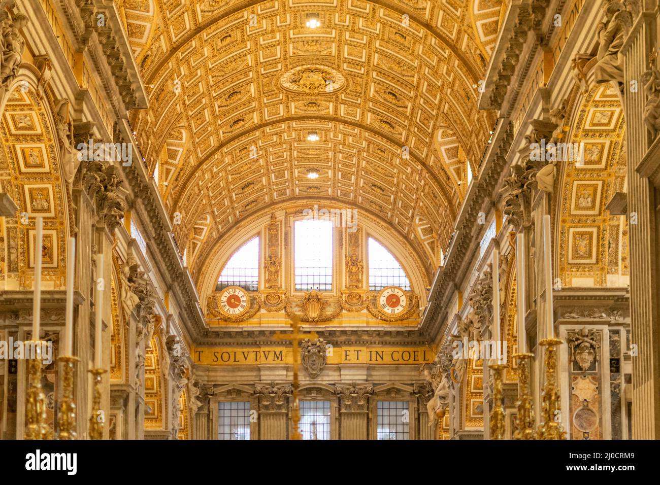 The Gilded Ceiling of St. Peter's Basilica, Vatican, Italy Stock Photo ...