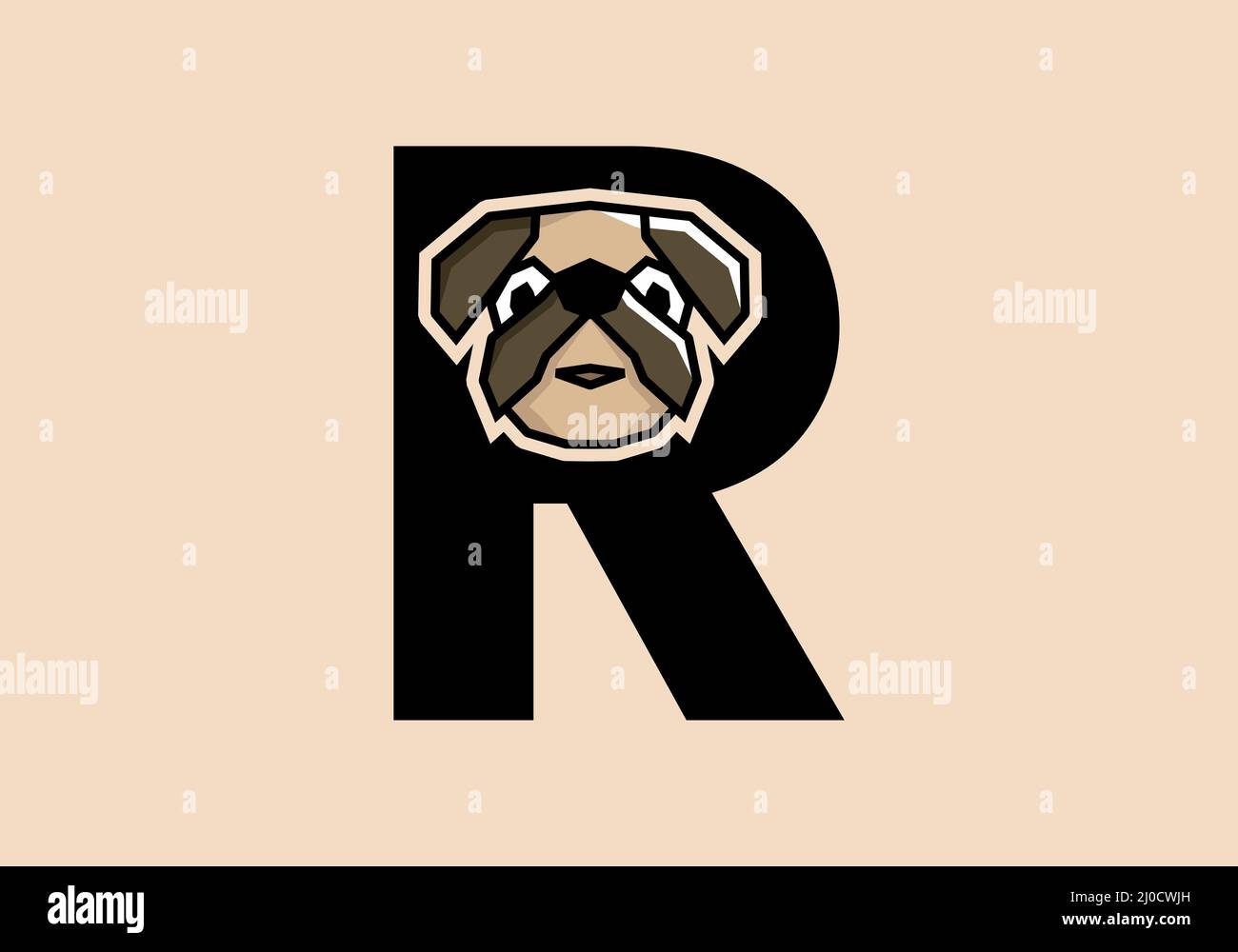 R initial letter with cute doggy head design Stock Vector Image & Art ...