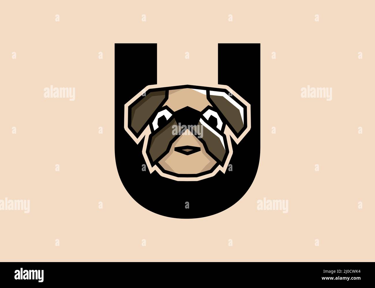 U initial letter with cute doggy head design Stock Vector Image & Art ...