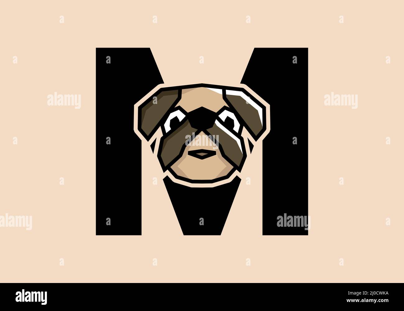 M initial letter with cute doggy head design Stock Vector Image & Art ...