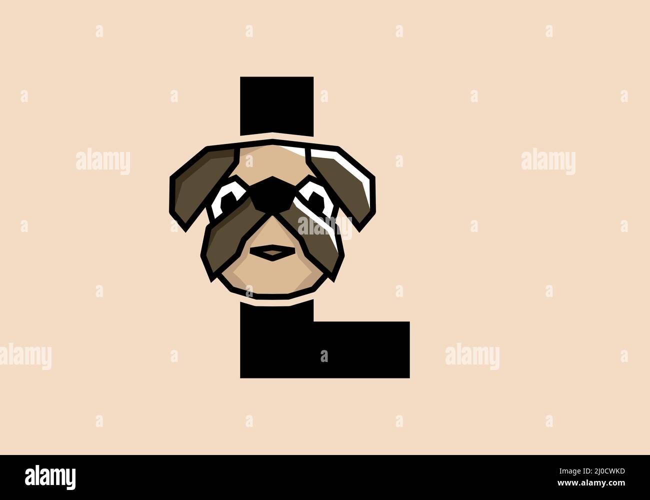 L initial letter with cute doggy head design Stock Vector Image & Art ...