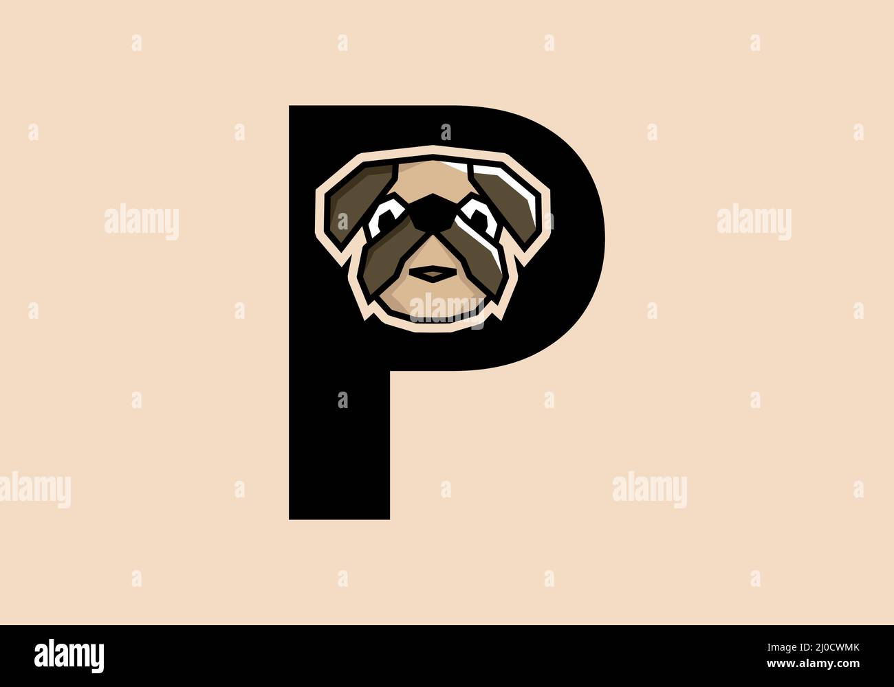 P initial letter with cute doggy head design Stock Vector Image & Art ...