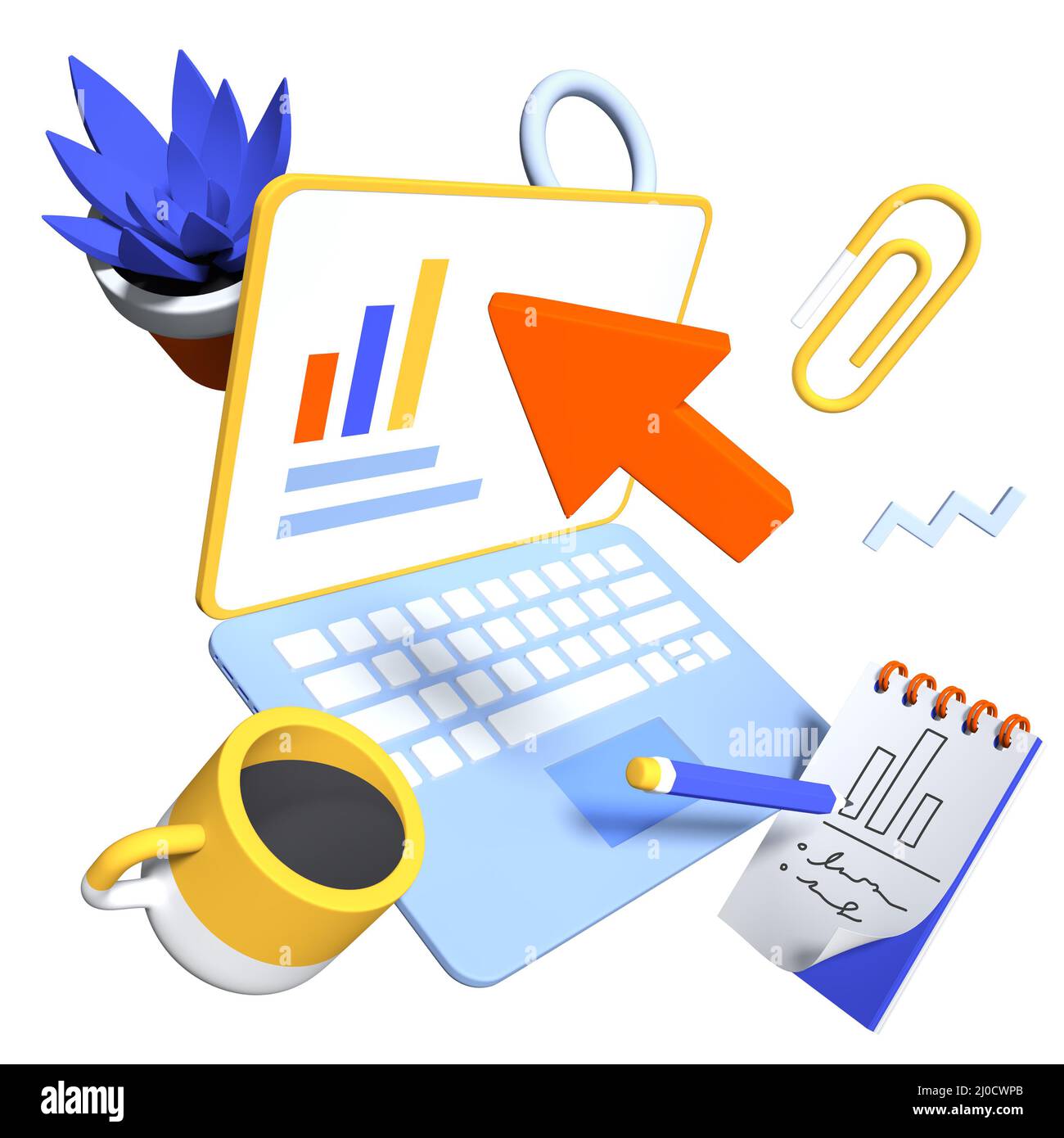 Online freelance work - modern realistic 3d illustration Stock Photo ...