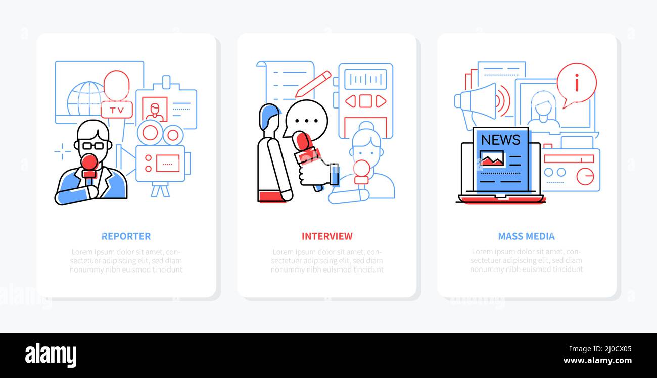 Media and journalism - line design style banners set Stock Vector Image ...