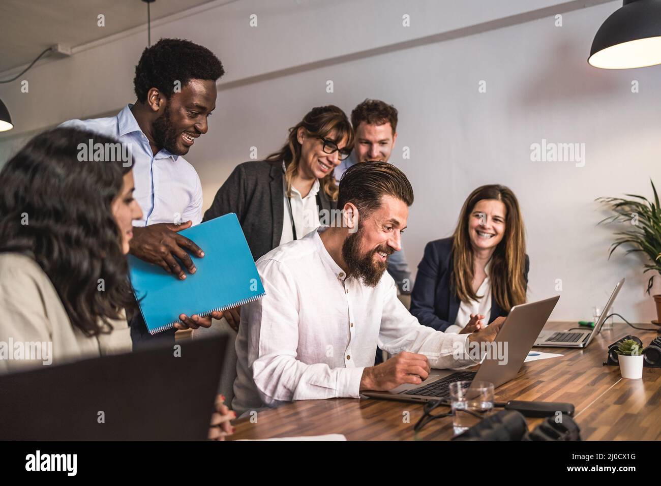 Business team doing strategic planning work inside modern office ...