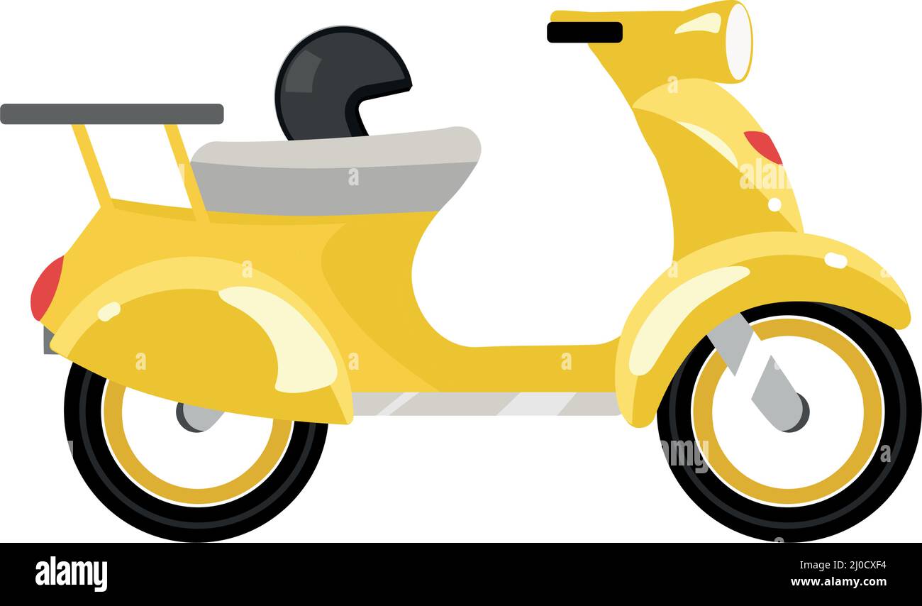 Yellow motor scooter semi flat color vector object Stock Vector Image ...