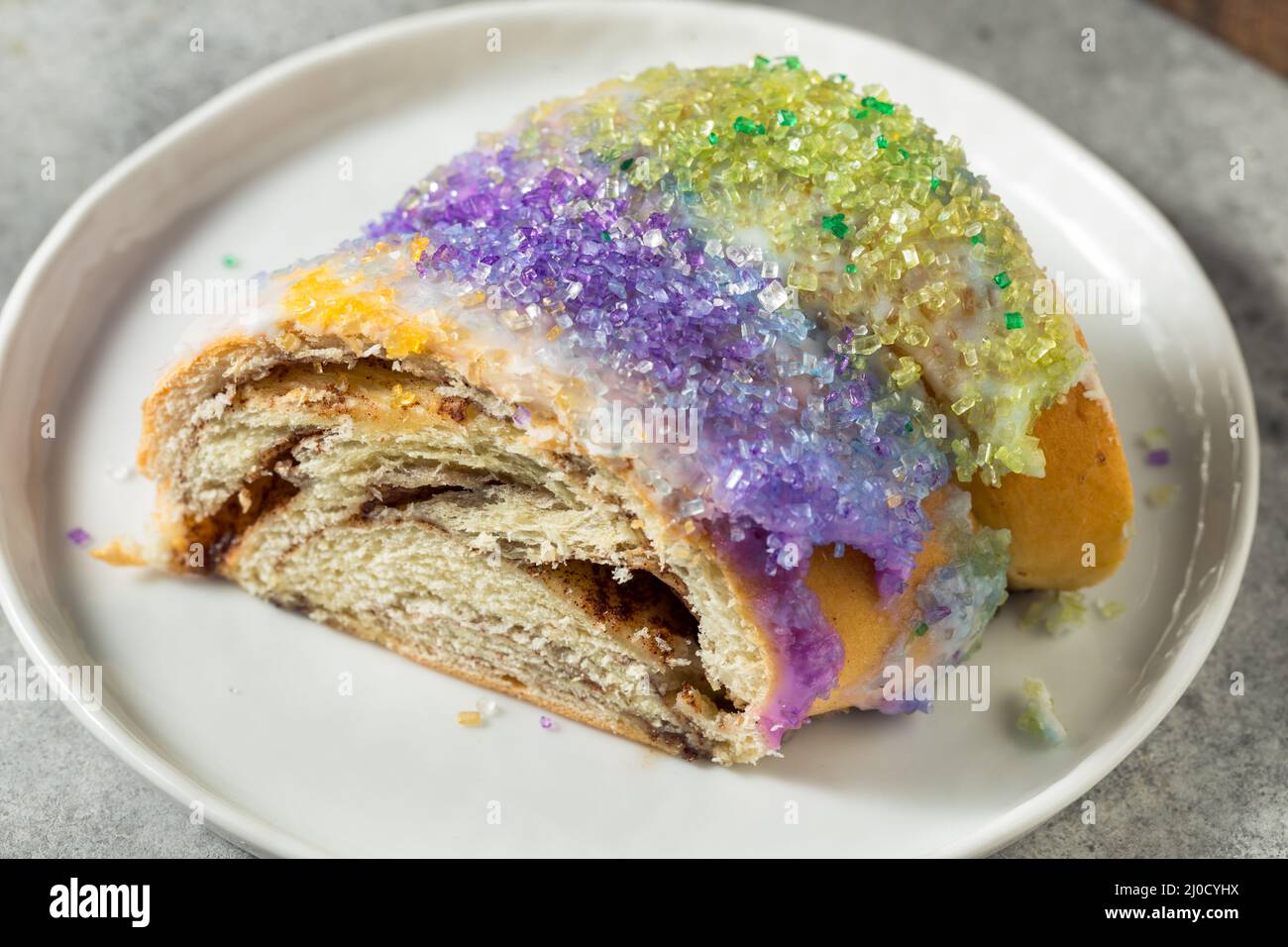 Homemade Colorful Sweet King Cake for Mardi Gras Stock Photo - Alamy