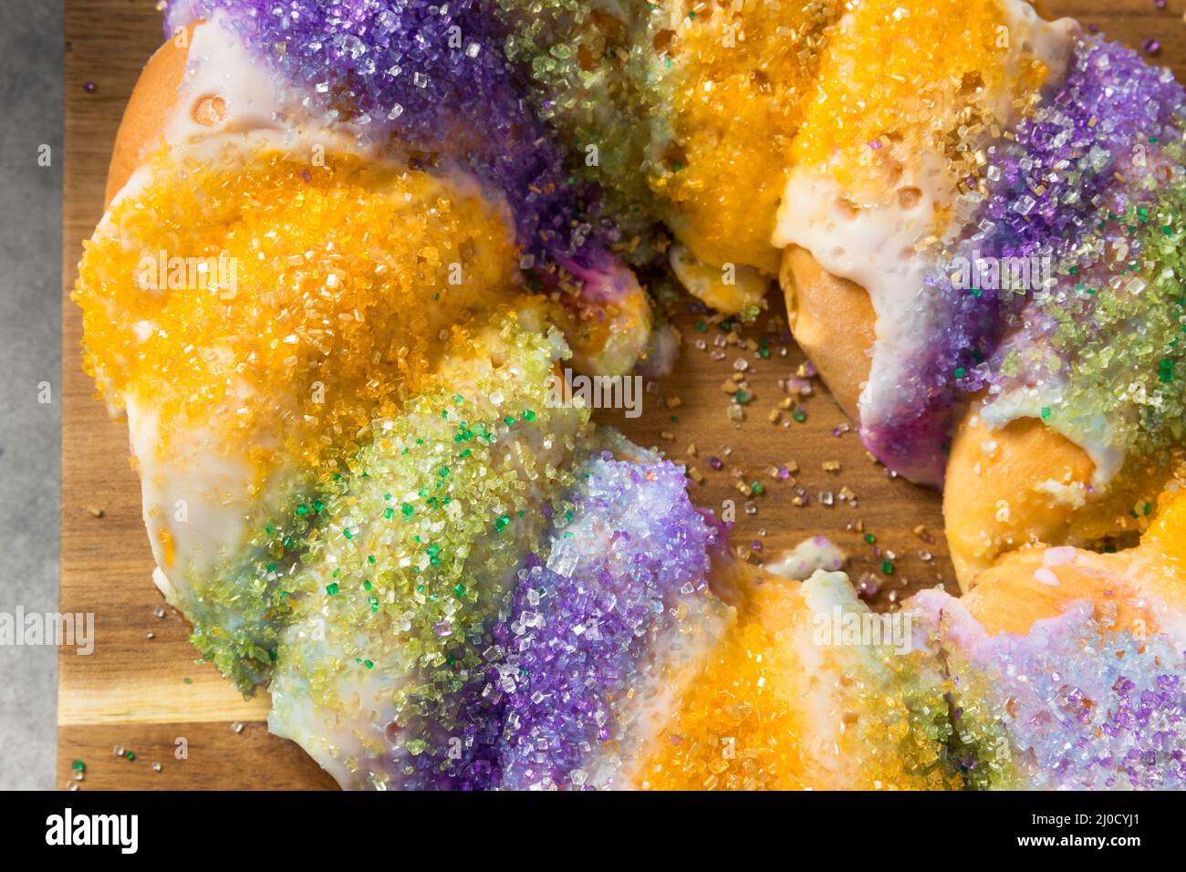 Homemade Colorful Sweet King Cake for Mardi Gras Stock Photo - Alamy