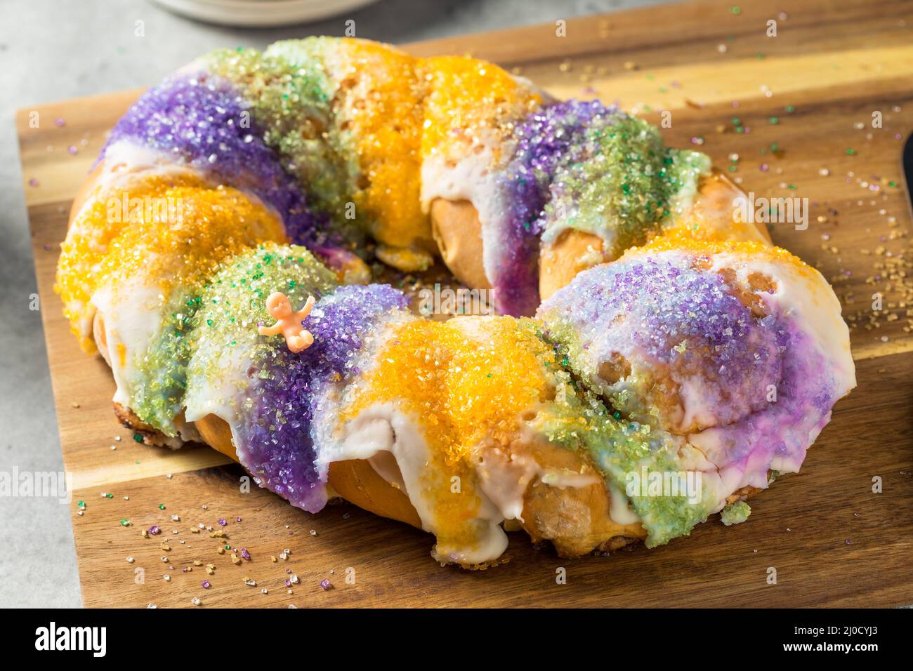Homemade Colorful Sweet King Cake for Mardi Gras Stock Photo - Alamy