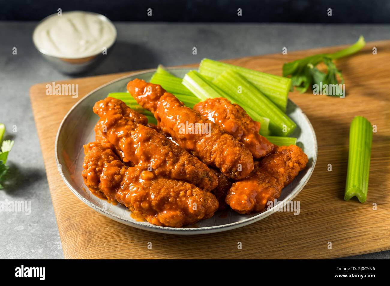 Homemade Buffalo Chicken Tenders with Celery and Blue Cheese Stock ...