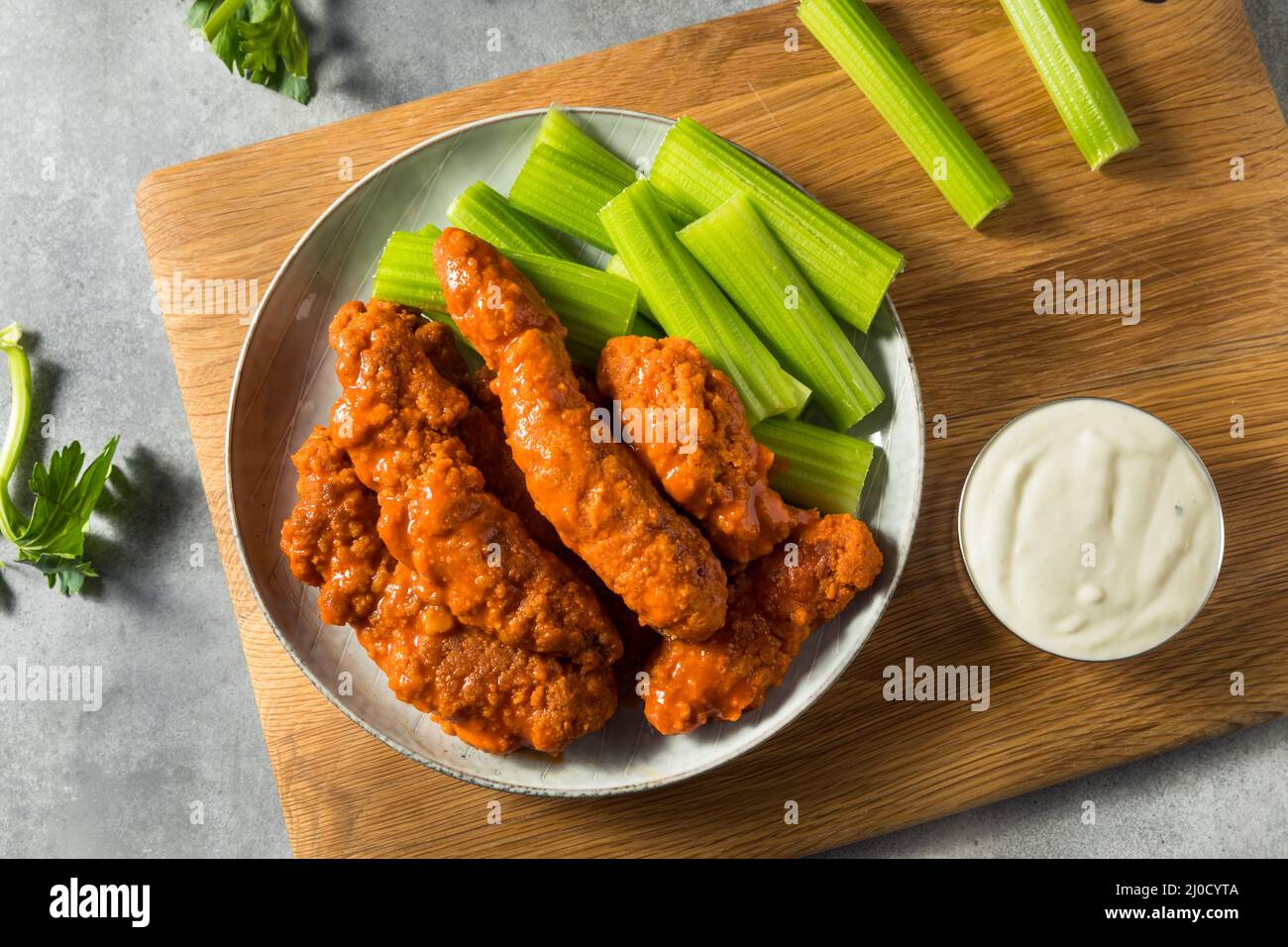 Homemade Buffalo Chicken Tenders with Celery and Blue Cheese Stock ...