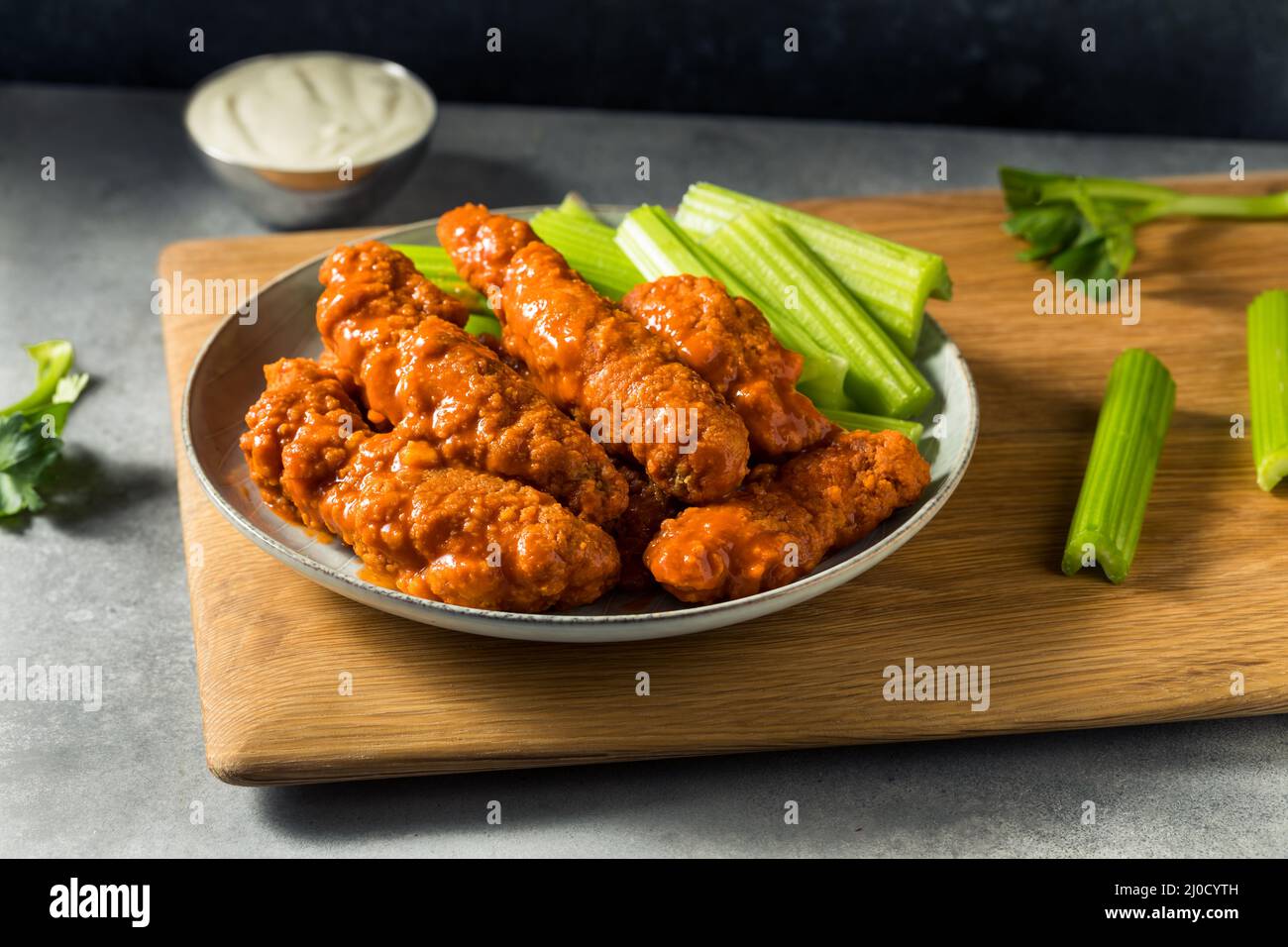 Homemade Buffalo Chicken Tenders with Celery and Blue Cheese Stock ...