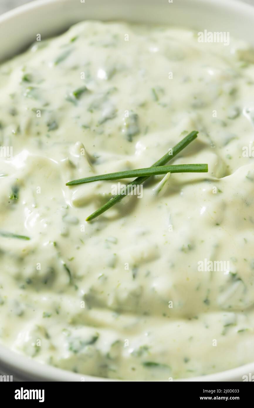Homemade Savory Herby Mayonnaise with Basil and Chives Stock Photo - Alamy