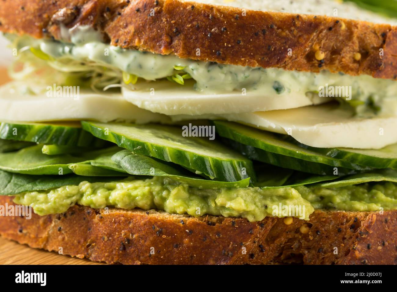 Homemade Healthy Green Goddess Sandwich with Avocado Mozarella and ...