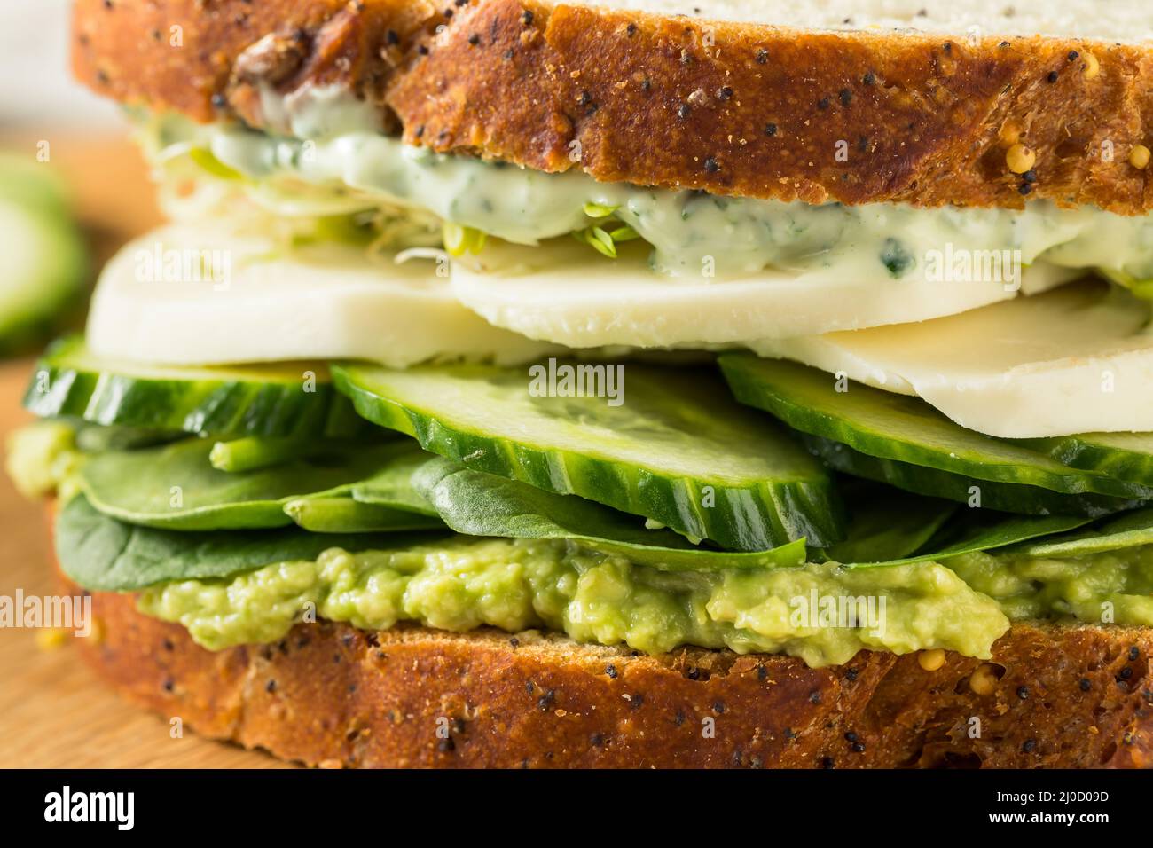 Homemade Healthy Green Goddess Sandwich with Avocado Mozarella and ...