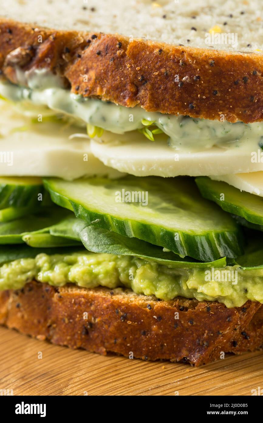 Homemade Healthy Green Goddess Sandwich with Avocado Mozarella and ...