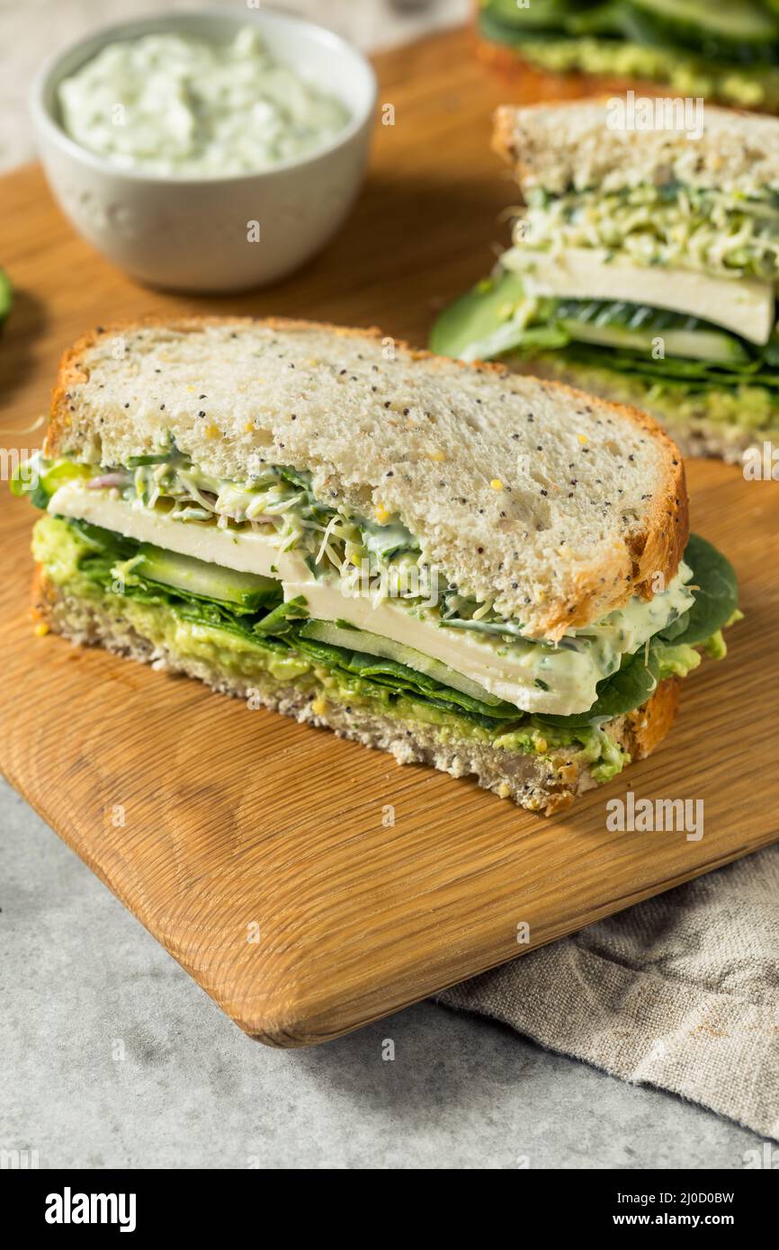 Homemade Healthy Green Goddess Sandwich with Avocado Mozarella and ...