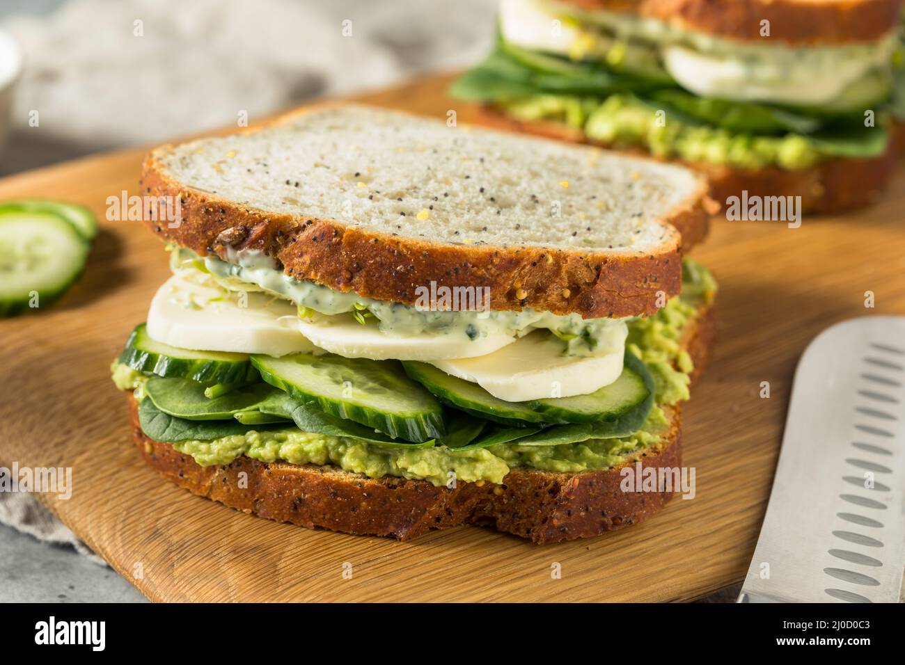 Homemade Healthy Green Goddess Sandwich with Avocado Mozarella and ...