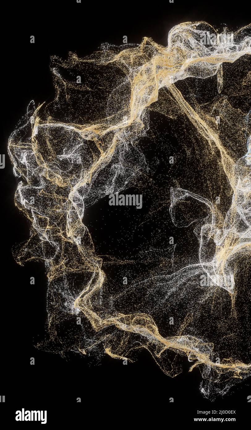 Wave pattern particles, abstract particle background, 3d rendering ...