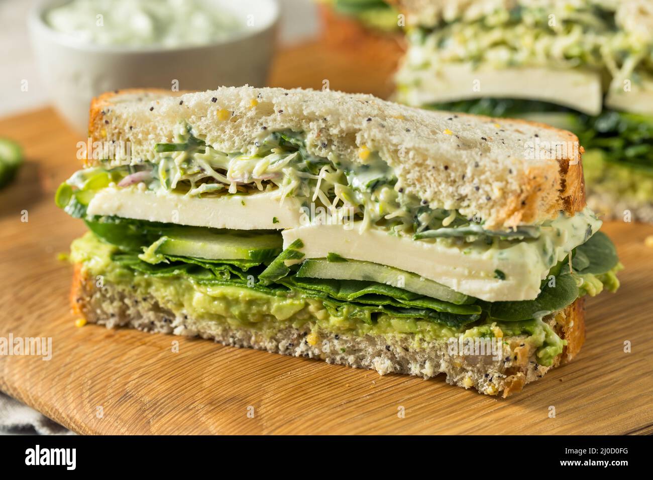 Homemade Healthy Green Goddess Sandwich with Avocado Mozarella and ...