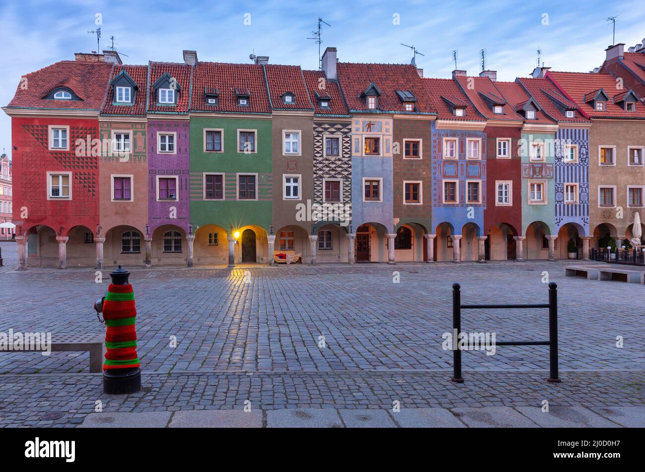 The old market square and the colorful facades of medieval houses in ...