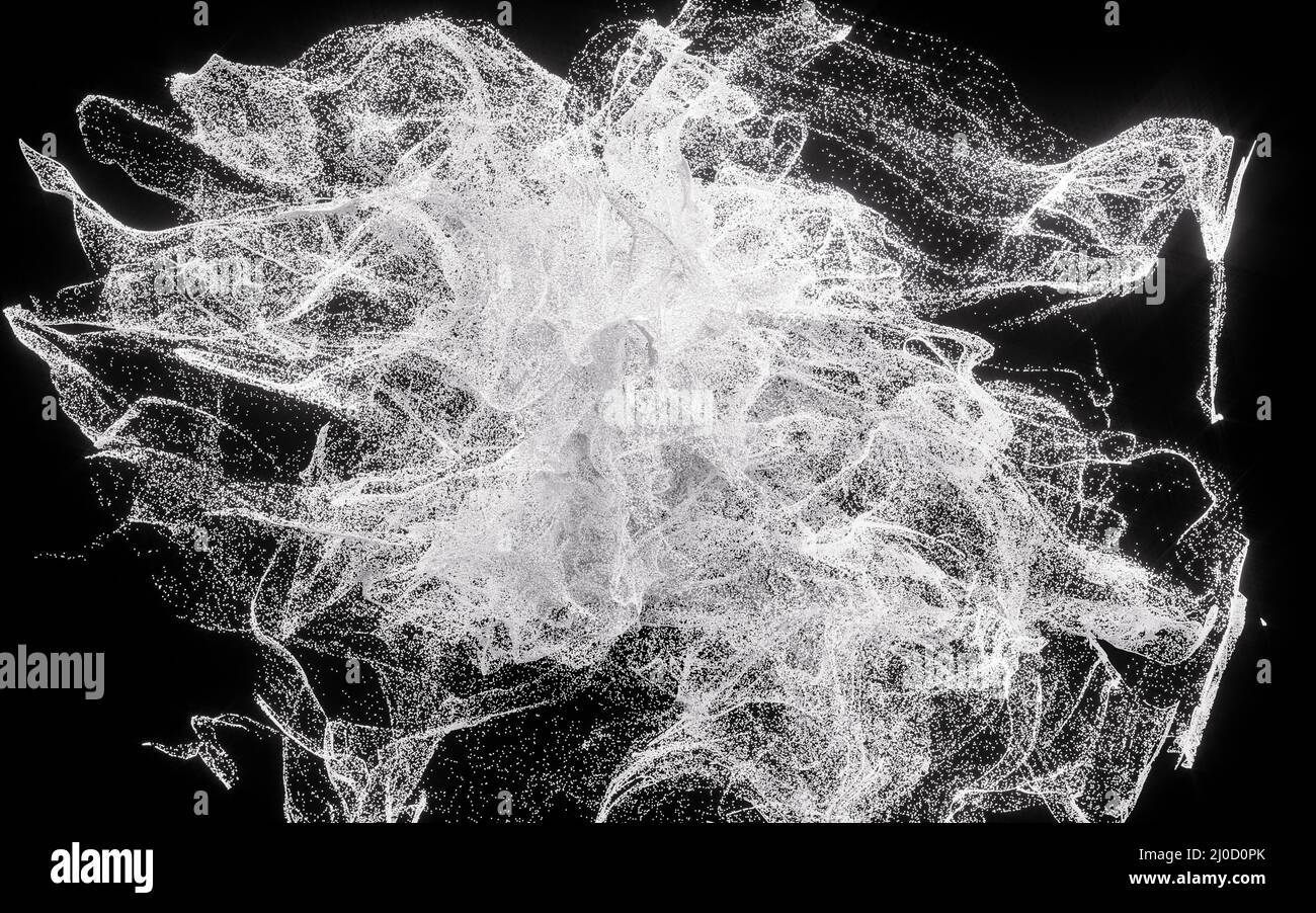 Wave pattern particles, abstract particle background, 3d rendering ...