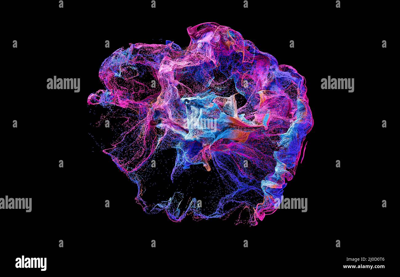 Wave pattern particles, abstract particle background, 3d rendering ...