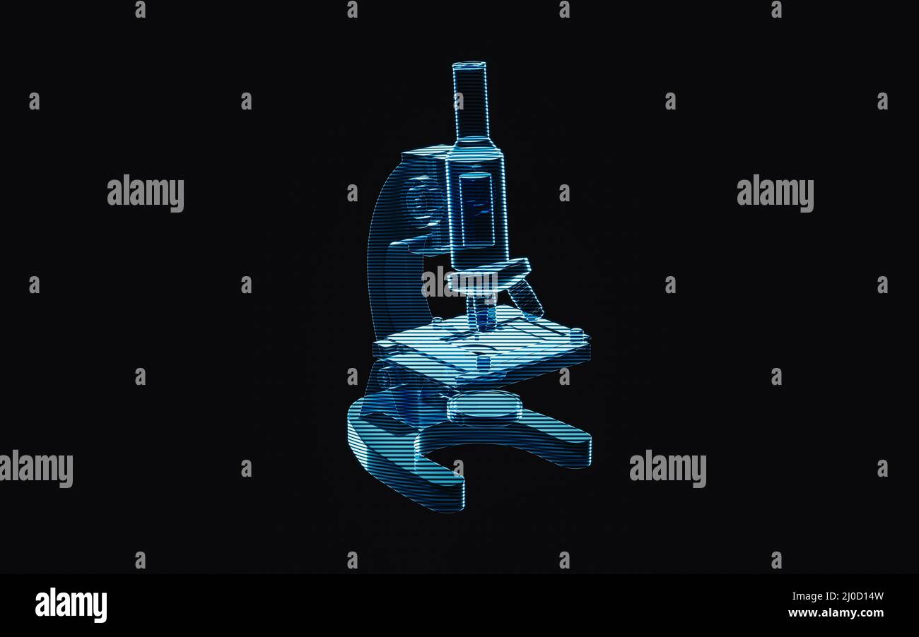 Holographic image of microscope, futuristic element, 3d rendering ...