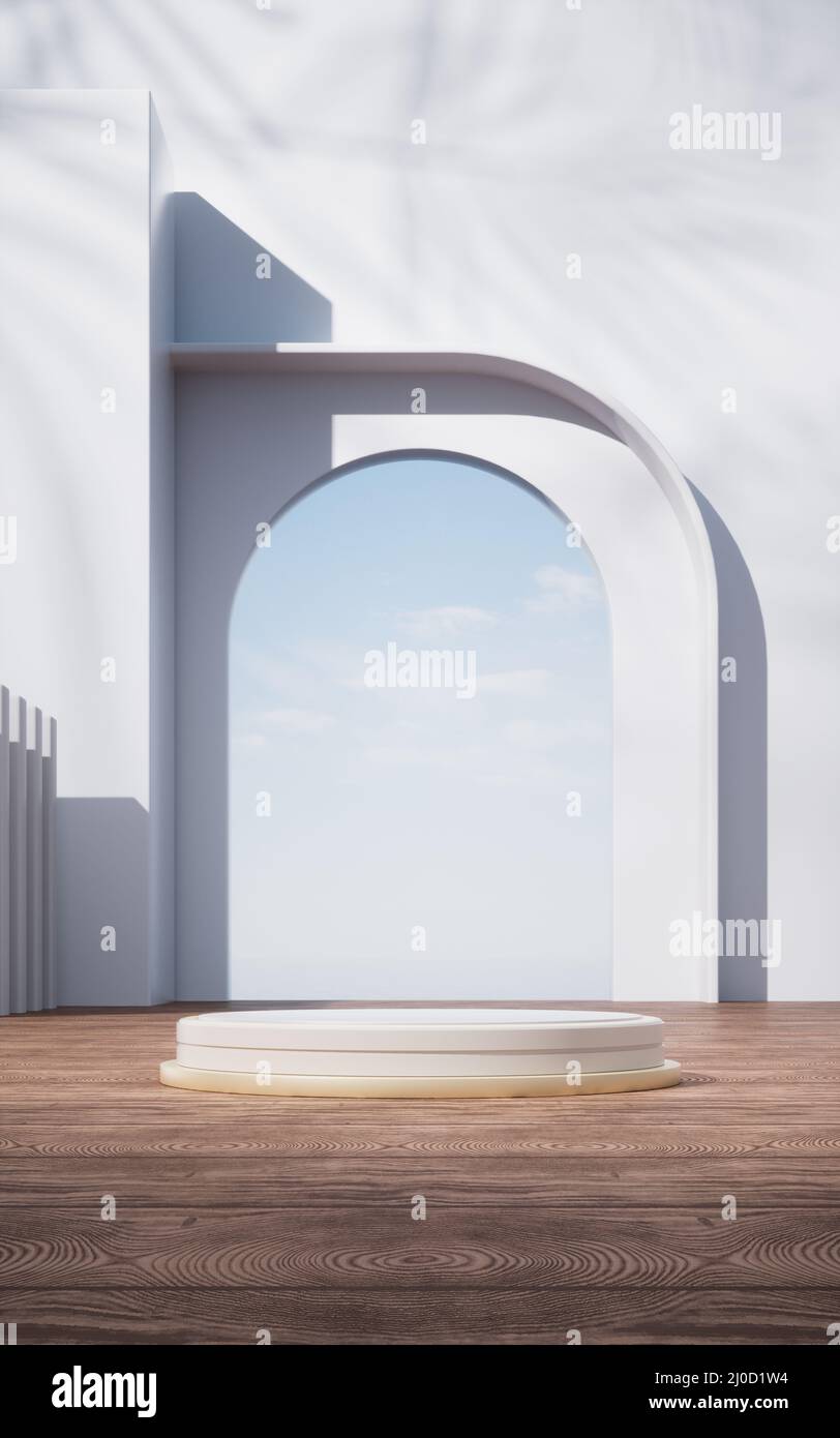 Empty stage with wood floor, 3d rendering. Computer digital drawing ...