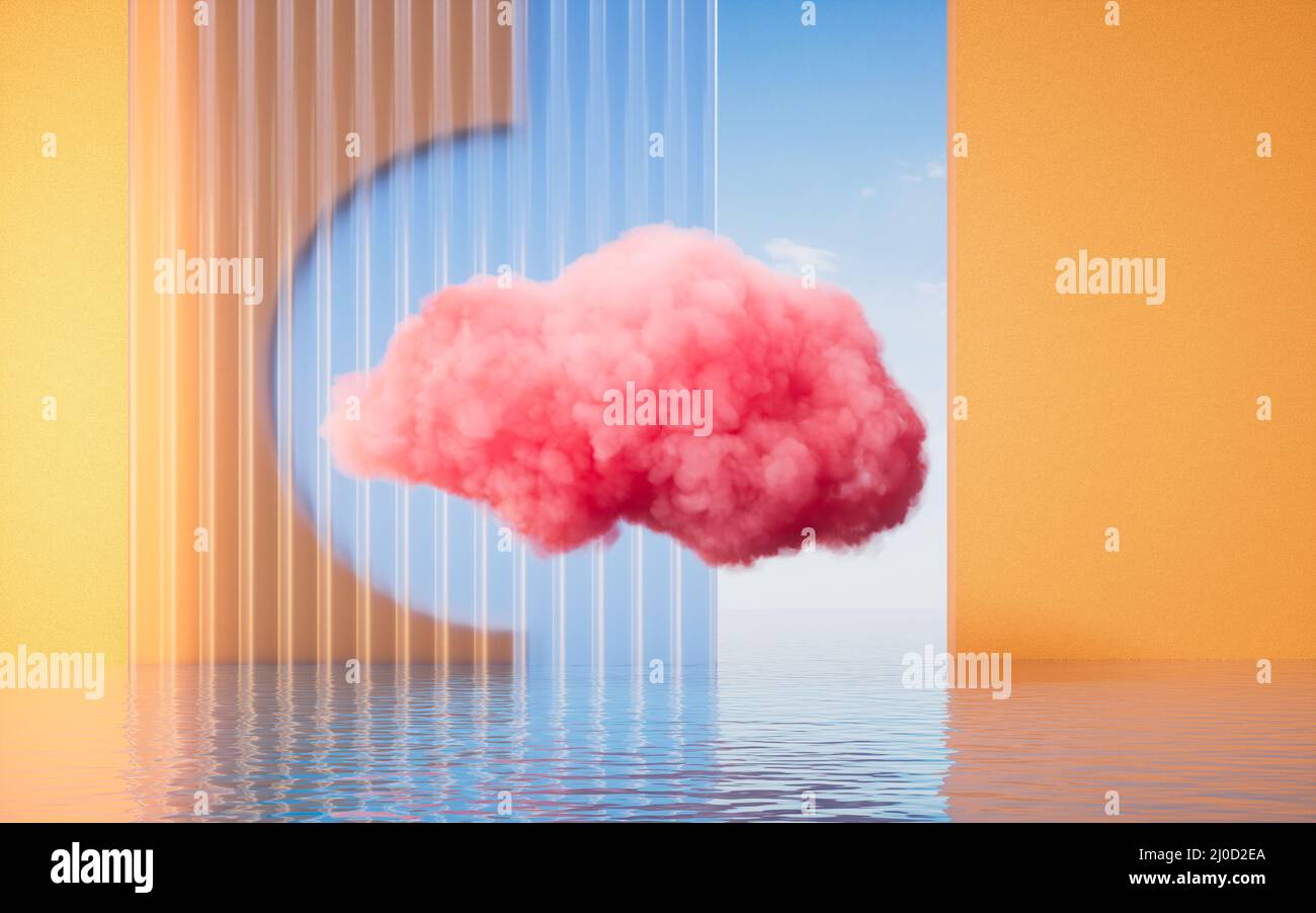 Cloud and water surface, 3d rendering. Computer digital drawing Stock ...