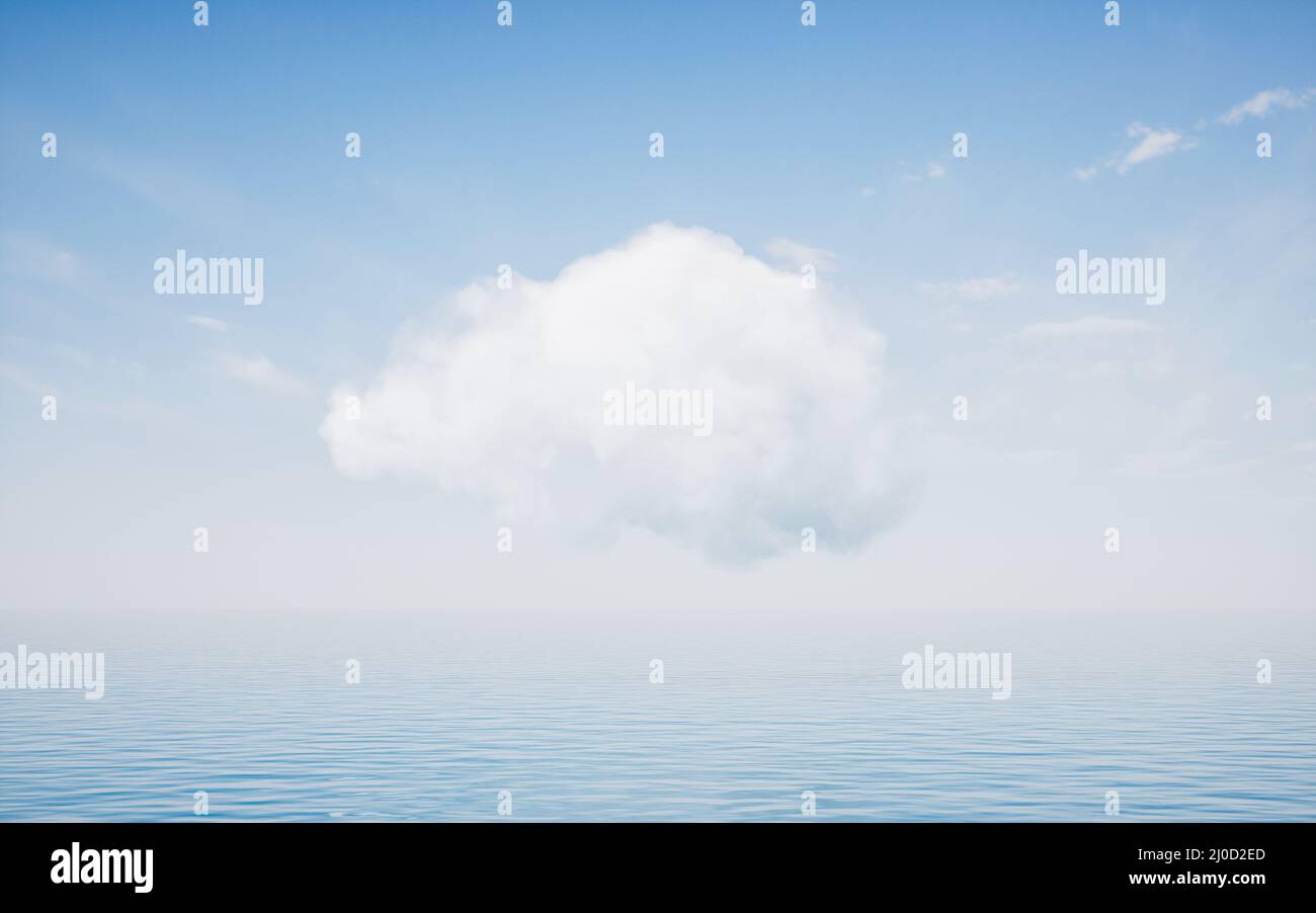 Cloud and water surface, 3d rendering. Computer digital drawing Stock ...