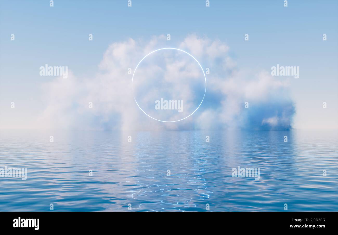 Cloud and water surface, 3d rendering. Computer digital drawing Stock ...