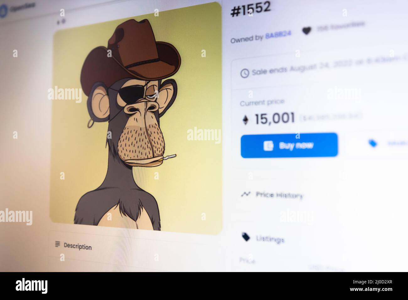 Belgrade, Serbia - March 18, 2022: The Bored Ape Yacht Club NFT (BAYC ...