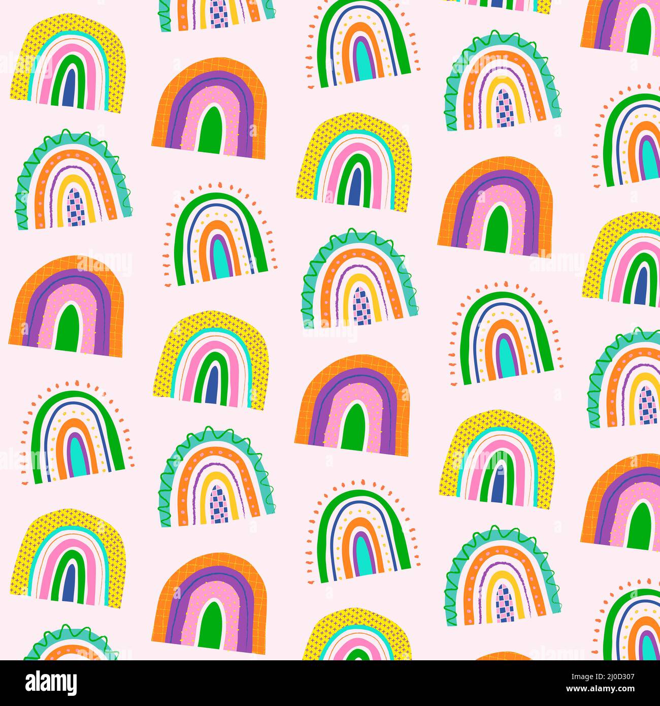 Funky doodle pattern rainbow background vector Stock Photo - Alamy