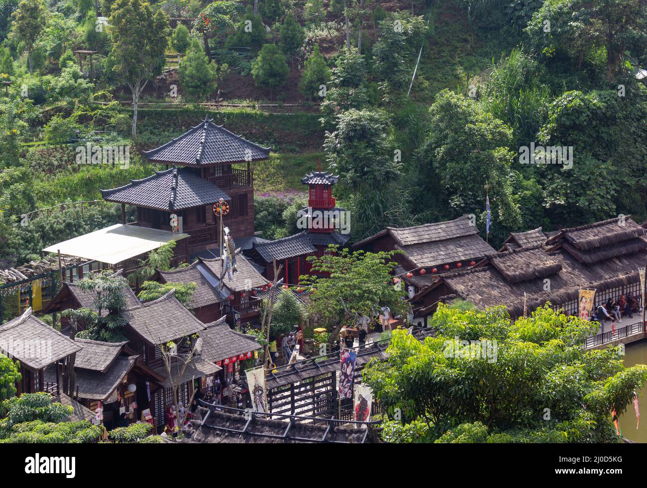 Aerial shot of beautiful houses of West Java village, Indonesia Stock ...