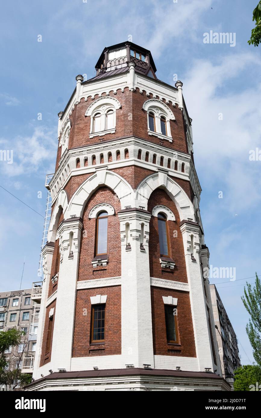 Old water tower in Mariupol is a famous historical and tourist place ...