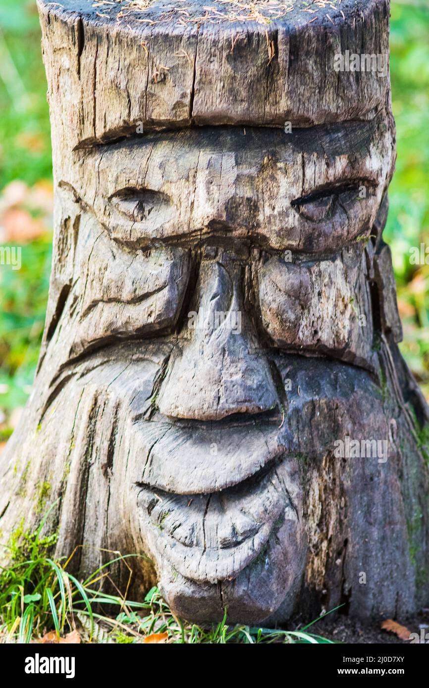 Wood carving on tree trunk hi-res stock photography and images - Alamy