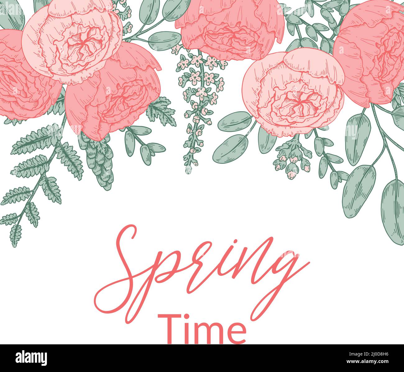 Peony wedding bouquet Stock Vector Images - Alamy