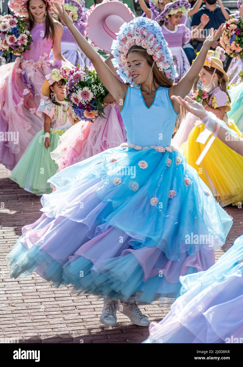 Madeira Flower Festival Dancers Stock Photo - Alamy