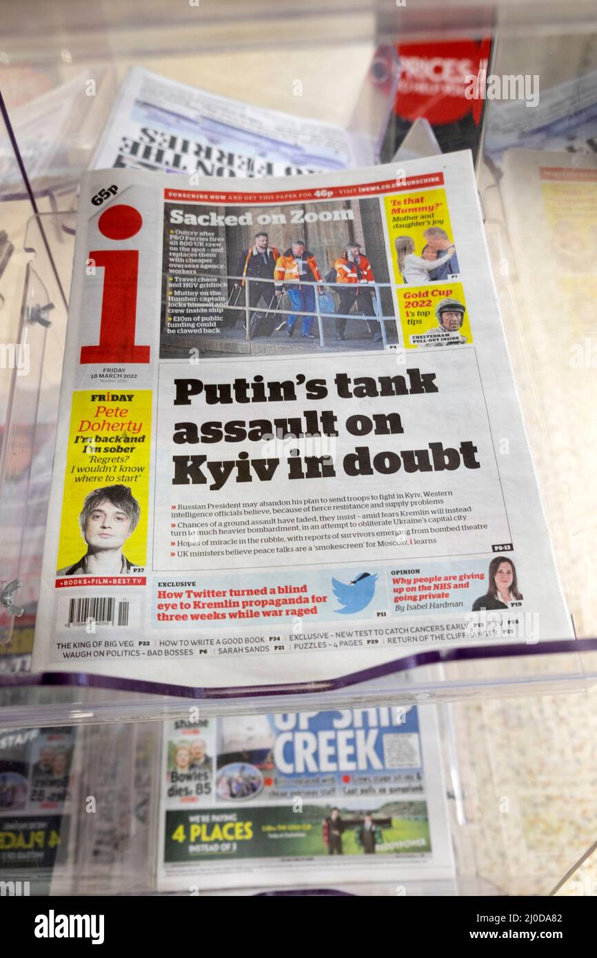 i newspaper headline 'Putin 's tank assault on Kyiv in doubt' Russian ...