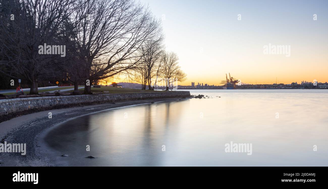 Panoramic View of Seawall in the modern City on West Coast Pacific ...