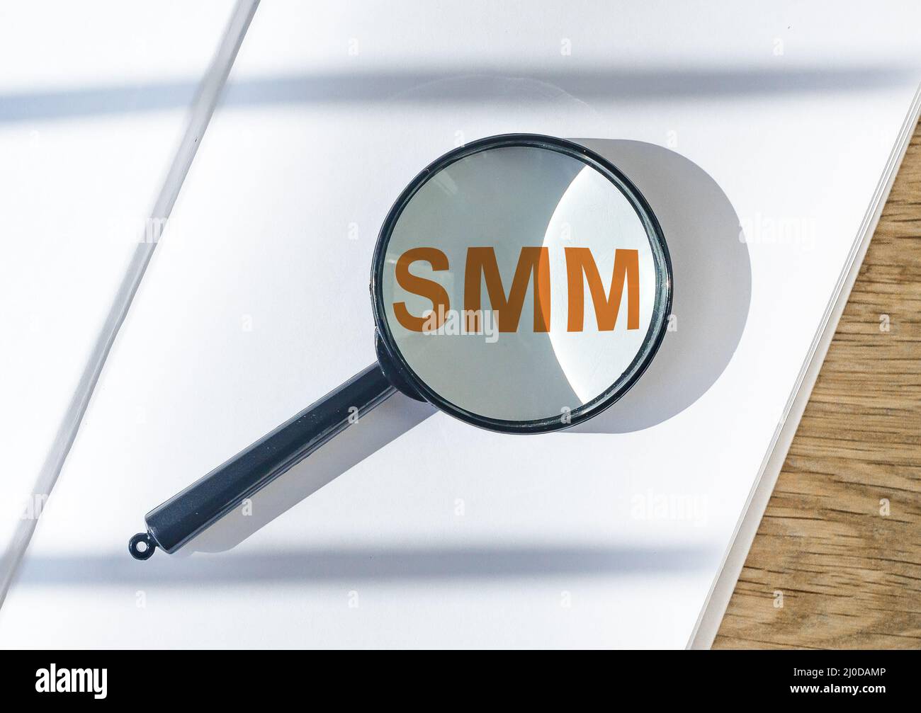 SMM acronym. Social media marketing through magnifying glass.photo ...