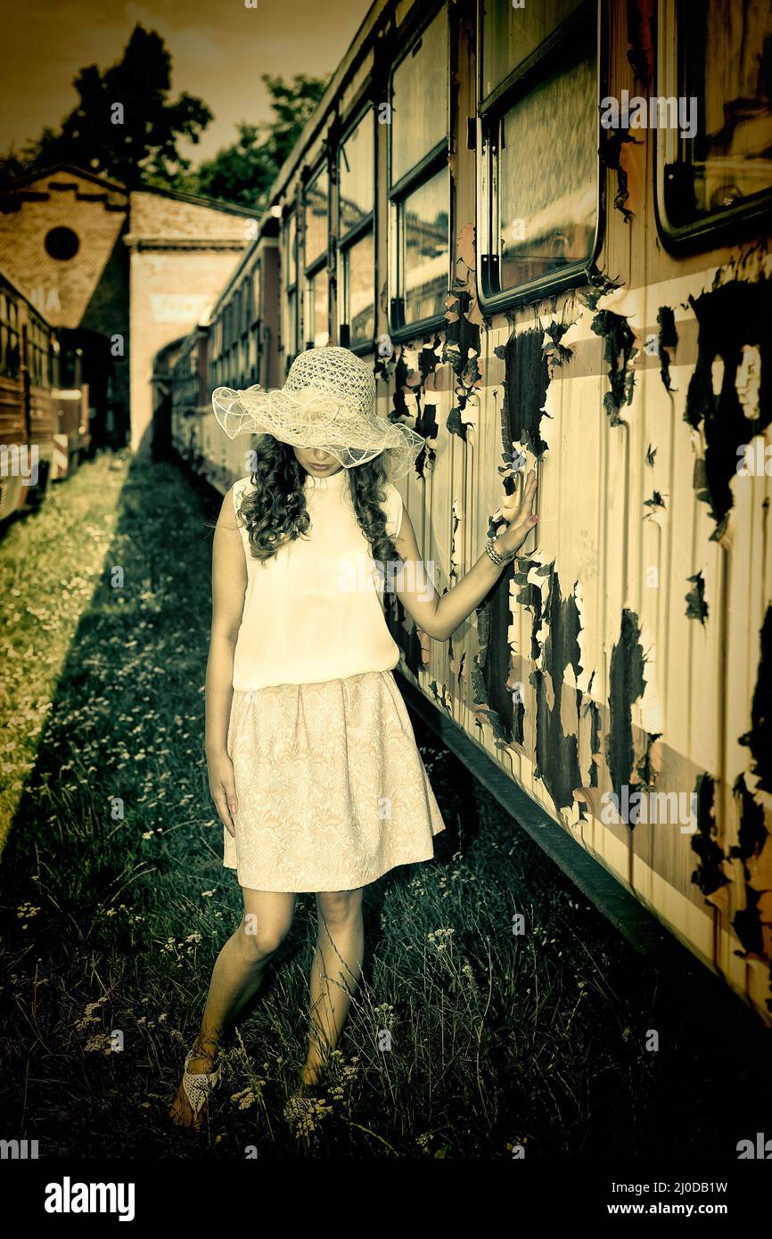 Girl in retro look Stock Photo - Alamy